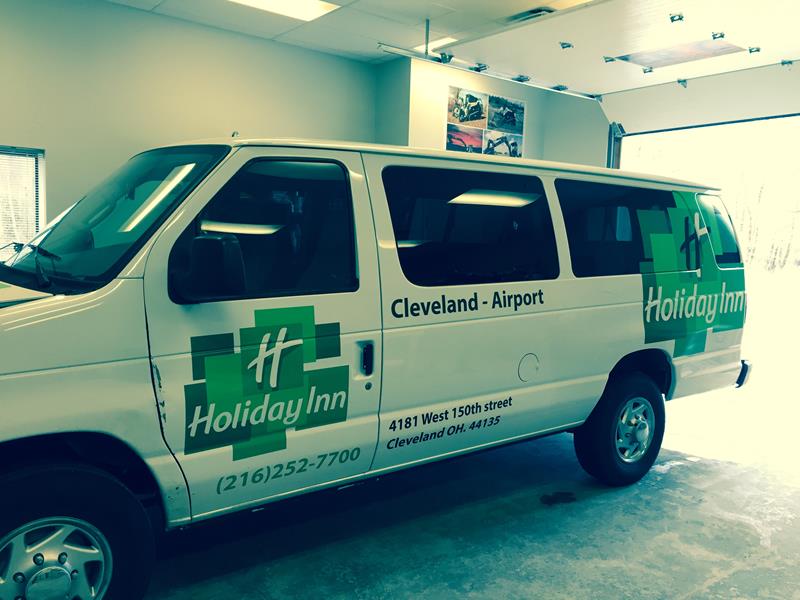 Airport Courtesy Shuttle Vehicle Wraps and Graphics for Cleveland, Oh